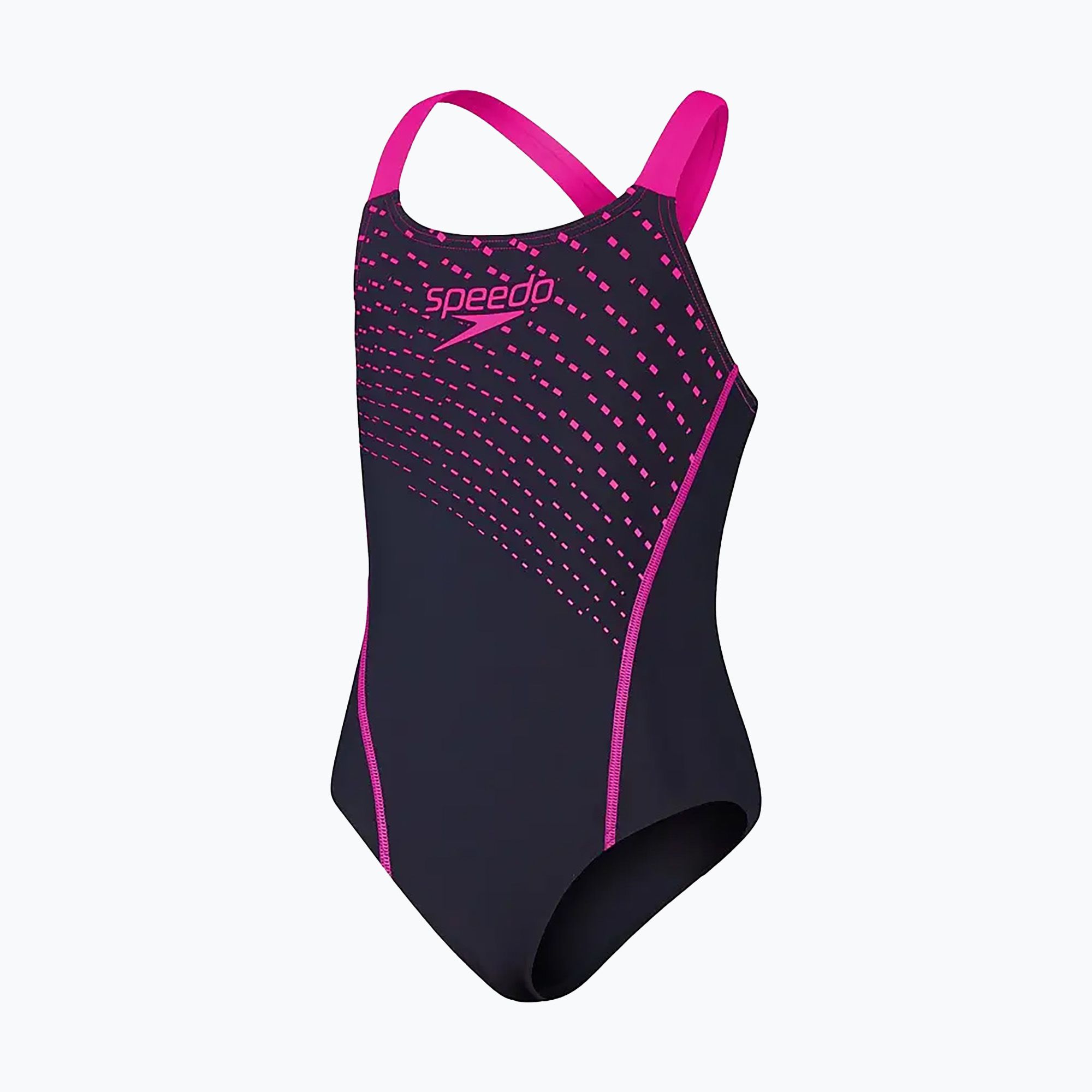 Speedo Medley Logo Medalist einteiliger Badeanzug für Kinder navy/pink ...