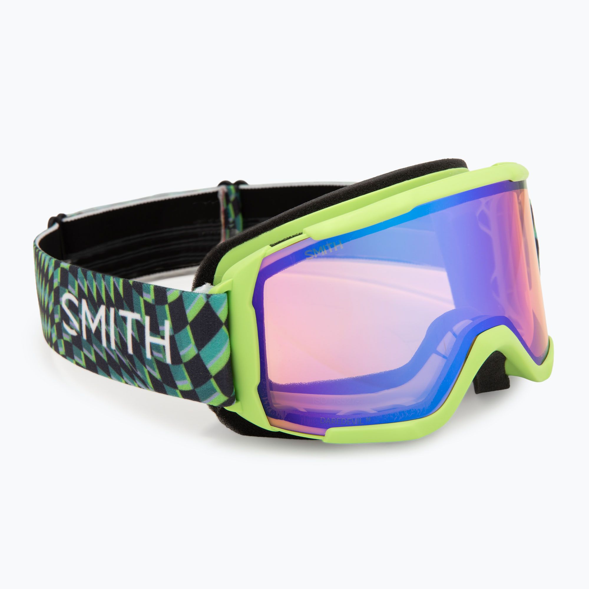 Kinder-Skibrille Smith Daredevil Jr electric lime left turn/blue sensor ...