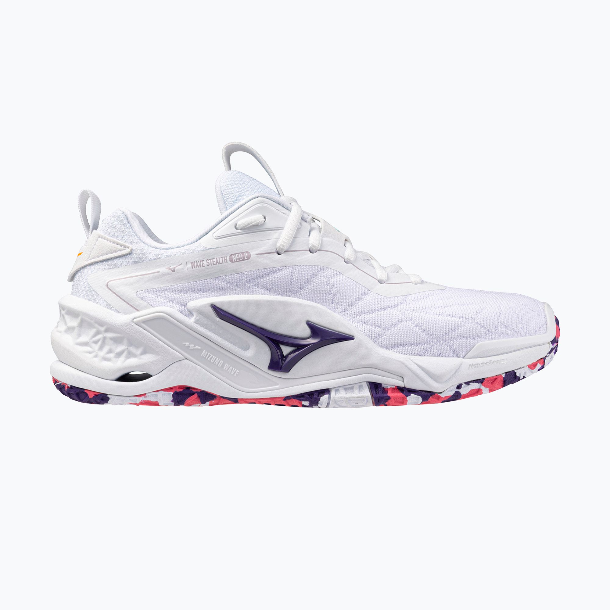 Handballschuhe Mizuno Wav Stealth Neo 2 white/violet indigo/camellia ...